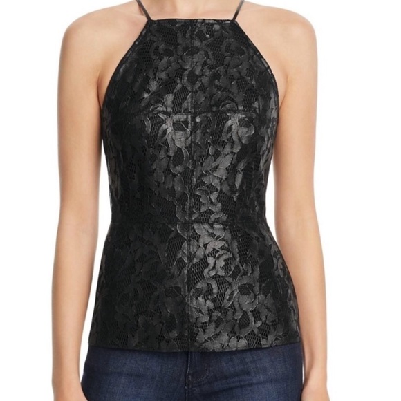 Bailey 44 | Tops | Bailey 44 Black Lace With Leather Detail Strappy ...